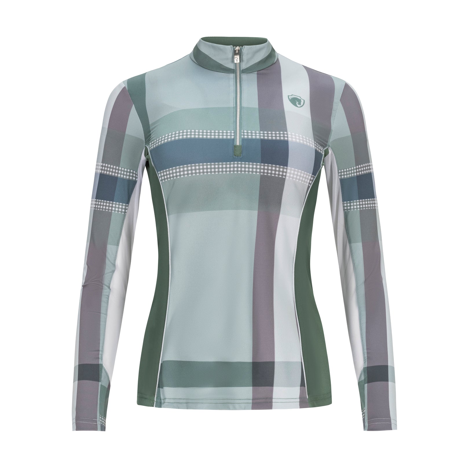 Sporty Gingham, Eucalyptus Sun Shirt w/MESH – Arista Equestrian